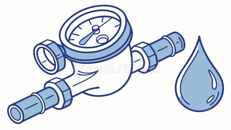 Water Meter and Dripping Drop, Plumbing and Utility Vector, Vector ...