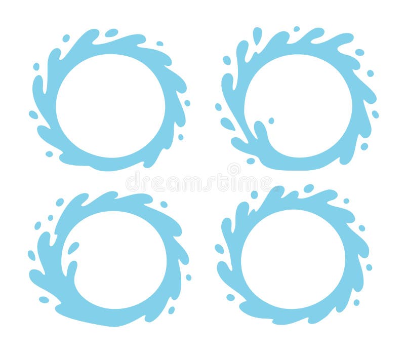Vector Water Splash Circle Logo Icon. Round Water Splash Flat Frame Liquid Abstract Background ...