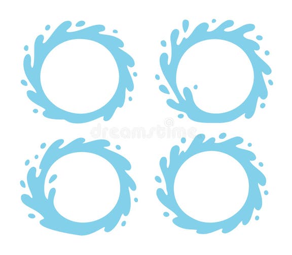 Vector Water Splash Circle Logo Icon. Round Water Splash Flat Frame ...