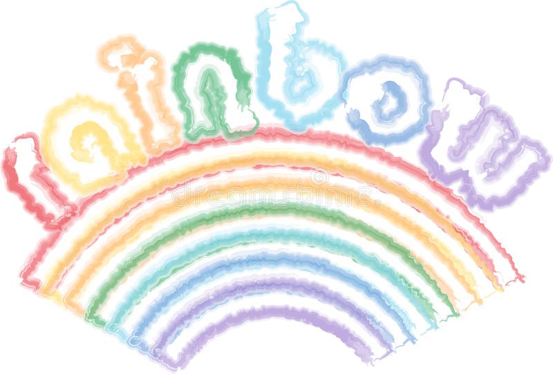 Vector Watercolor Brush Drawing of Abstract Rainbow Arc with Lettering ...