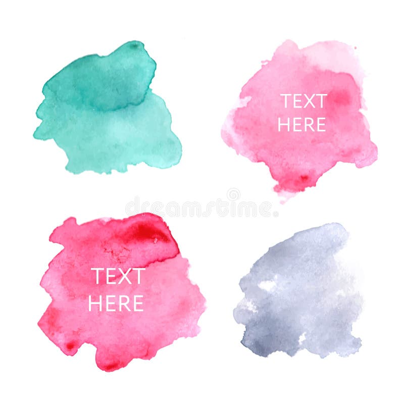 Vector Watercolor Ink Spot. Set Brush Stroke on Paper Texture. Dry ...