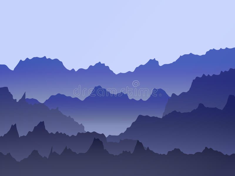 Vector Watercolor Misty Mountains Landscape Stock Illustration ...
