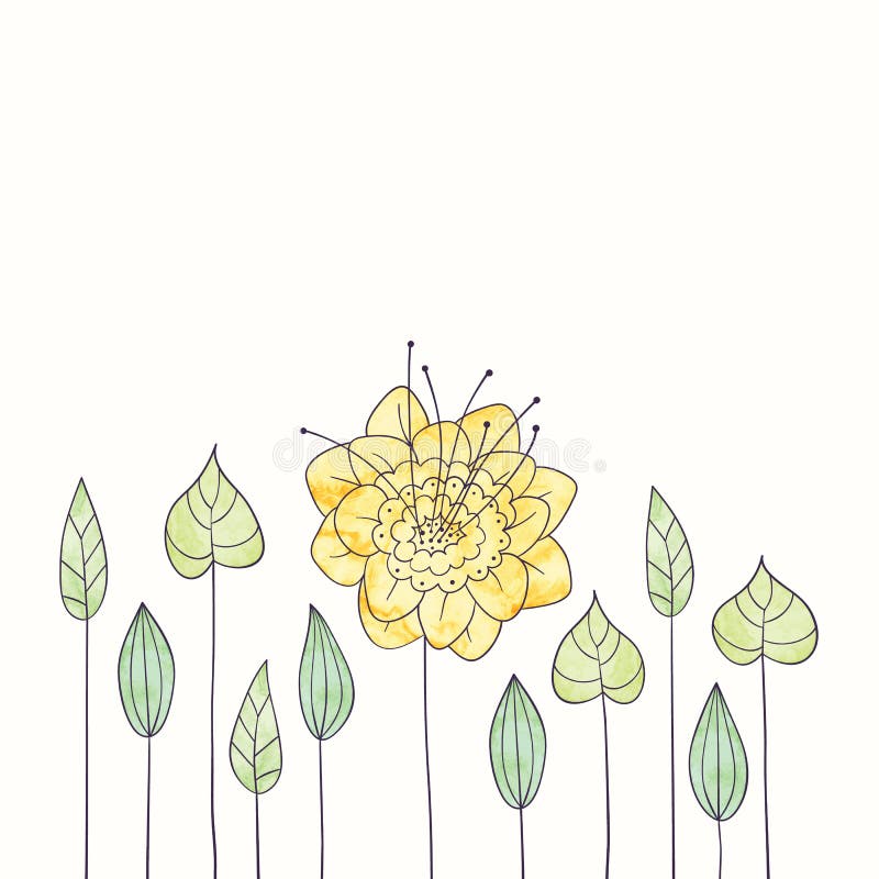 Vector Watercolor Round Flower Frame. Hand Draw Floral Border Stock ...