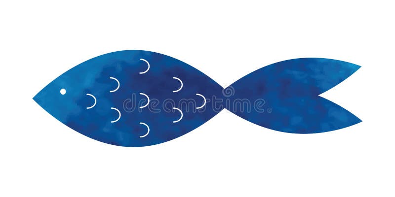 Vector Watercolor Sea Blue Fish Stock Vector - Illustration of design ...