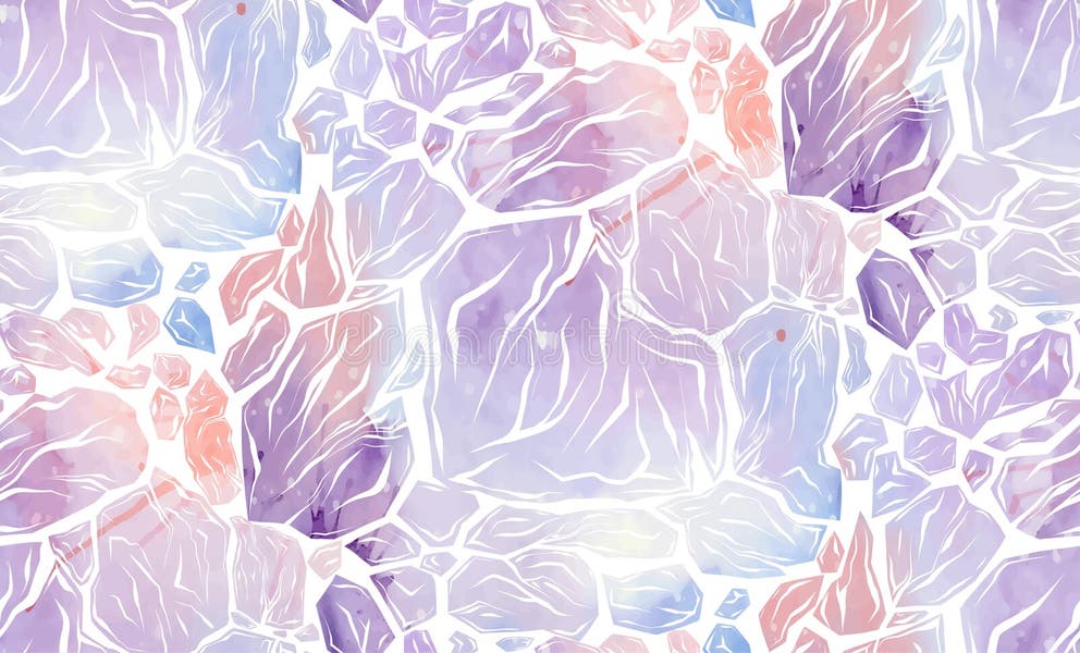 Vector Watercolor Seamless Pattern with Broken Stones. Earthquake and ...