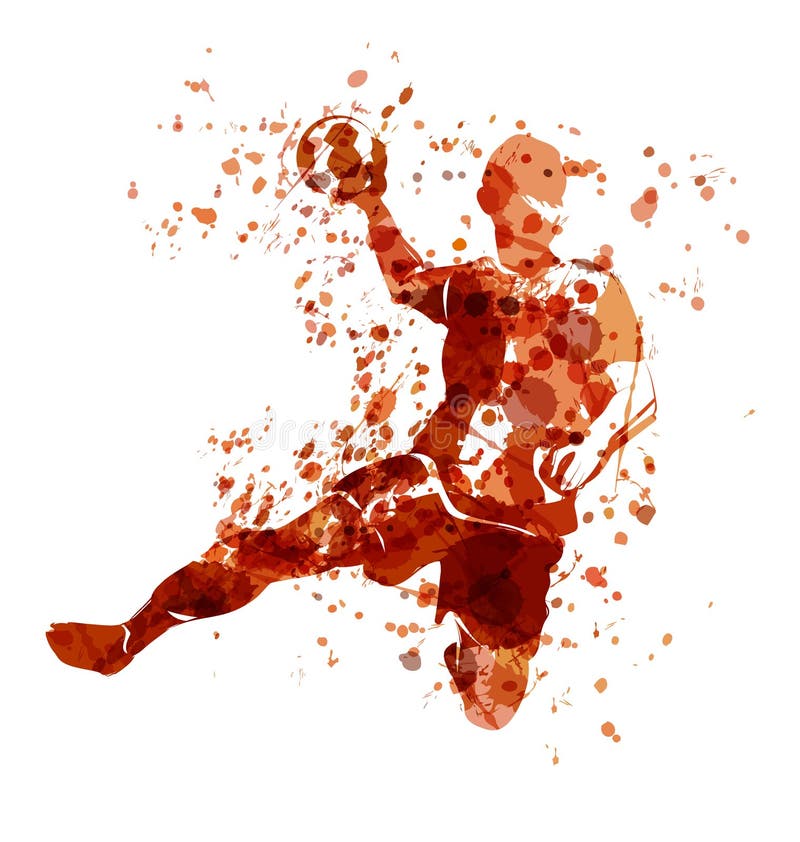 Vector Watercolor Sketch of a Handball Player Stock Vector ...