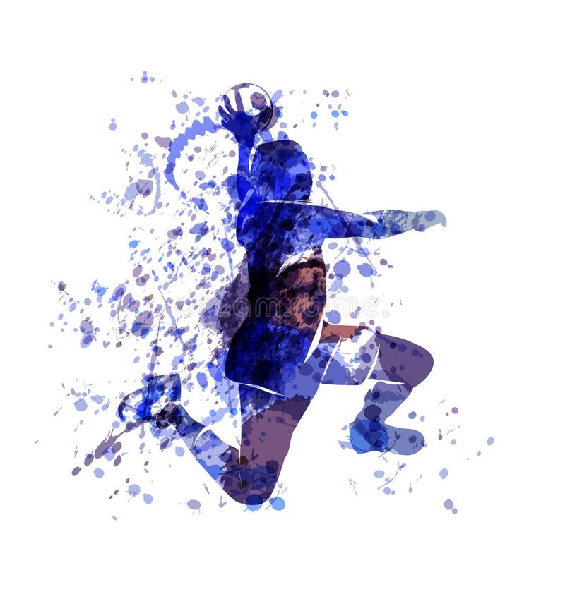 Vector Watercolor Sketch of a Handball Player Stock Vector ...