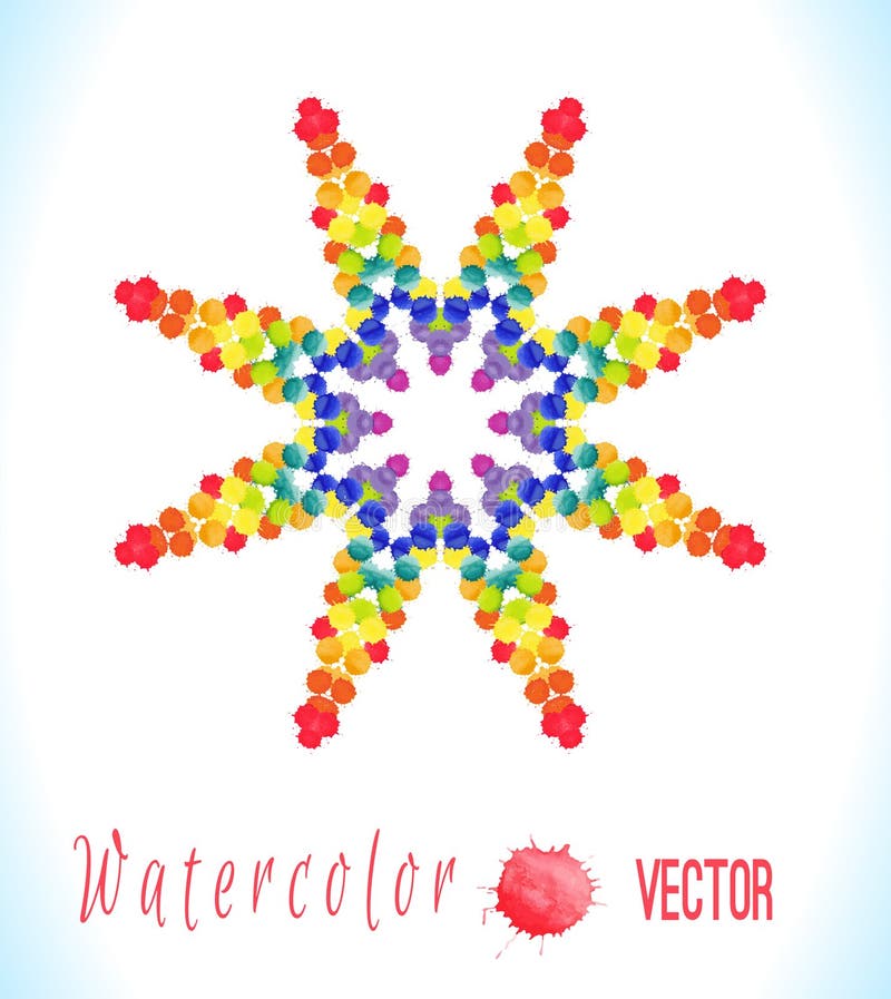 Vector Watercolor Star with Colorful Rainbow Blobs. Stock Vector ...