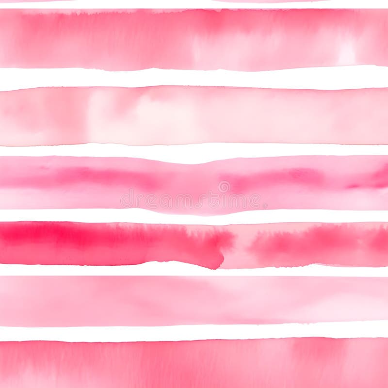 Vector Watercolor Stripes Pink and White. Repeating Hand Drawn Simple ...
