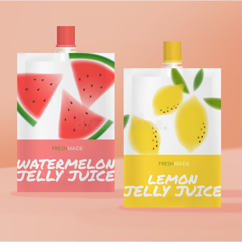Vector Watermelon and Lemonade Juice Jelly Pouch or Sachet Pack ...