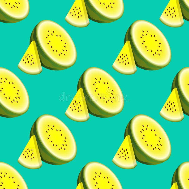 Vector Watermelon Seamless Pattern. Slice of Watermelon on White Background. Colorful Vector ...