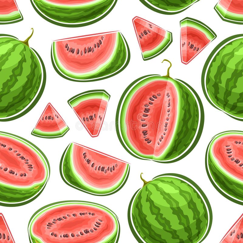 Vector Watermelon Seamless Pattern Stock Vector - Illustration of cover ...