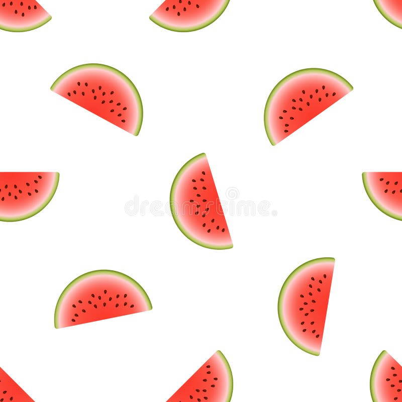 Vector Watermelon Seamless Pattern. Slice of Watermelon on White Background. Colorful Vector ...