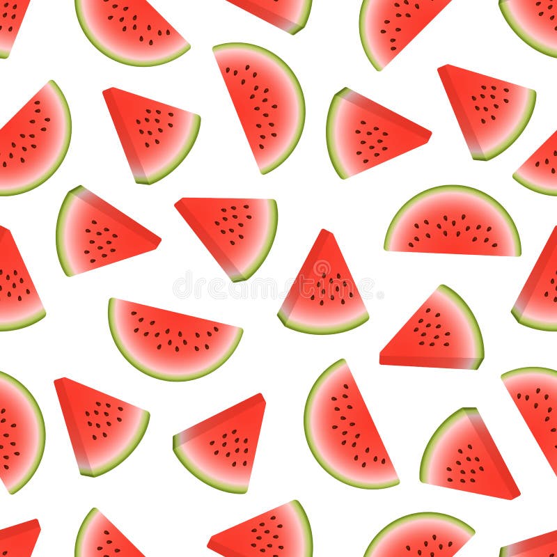 Vector Watermelon Seamless Pattern. Slice of Watermelon on White Background. Colorful Vector ...