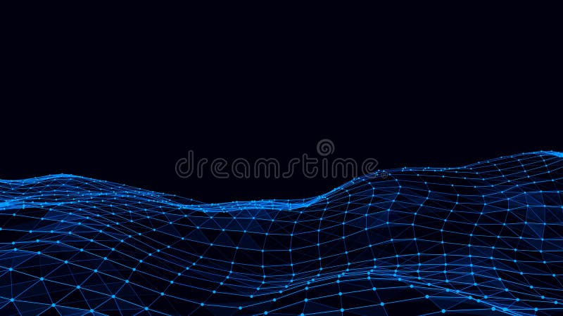 Vector Wave with Motion Dots and Lines. Abstract Digital Background ...