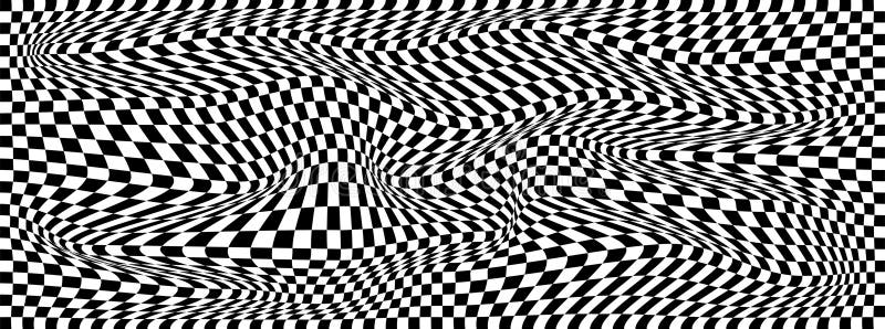 Vector Wave with Optical Illusion with Black and White Cube. Abstract ...