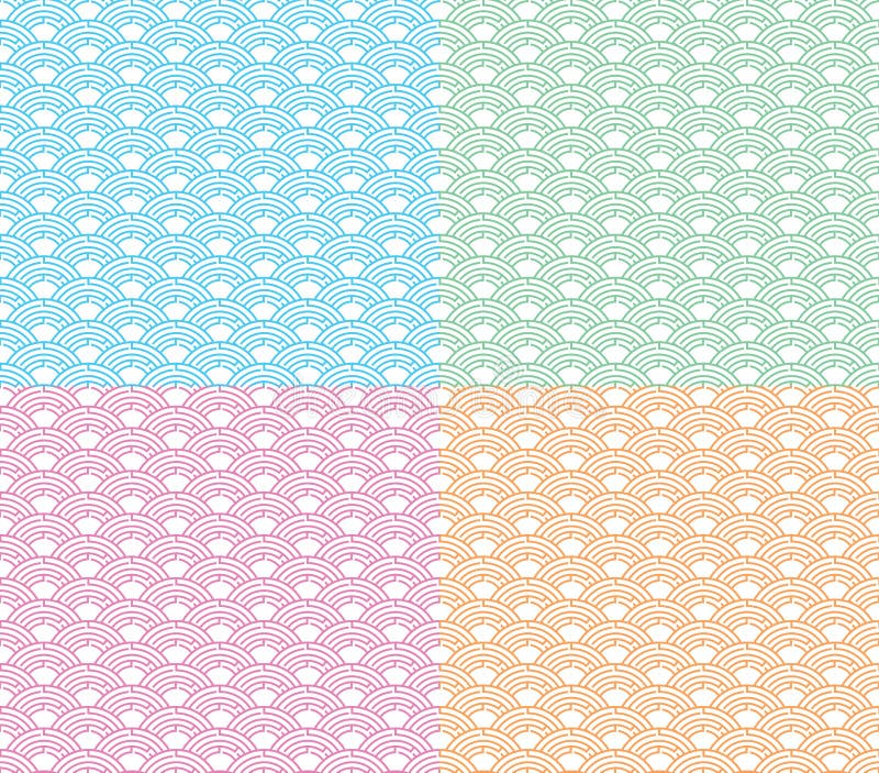 Vector Wave Seamless Pattern Set. Modern Abstract Background in ...