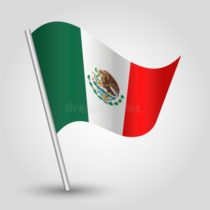 Vector Waving Triangle Mexican Flag on Slanted Silver Pole - Icon of ...