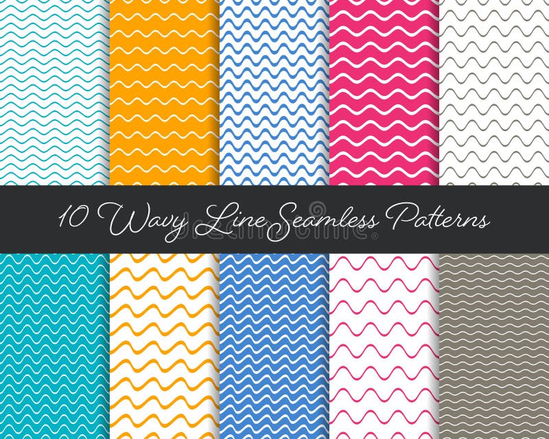 Vector Wavy Line Seamless Patterns Stock Vector - Illustration of ...