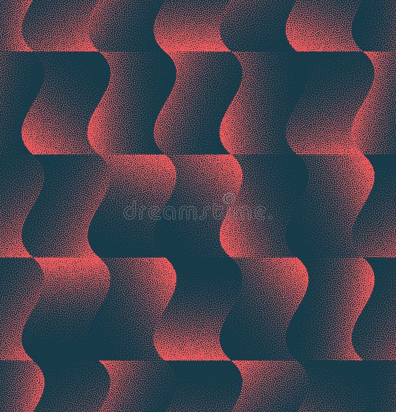 Vector Wavy Psychedelic Abstract Pattern Made of Red Dots on a Faded ...