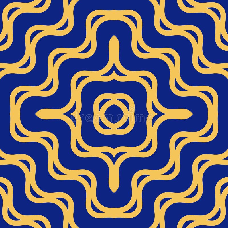 Vector Yellow and Blue Seamless Pattern with Concentric Waves, Curved ...