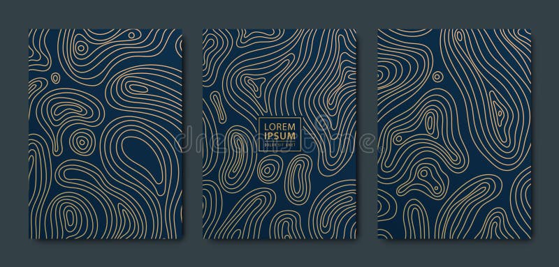 Vector Wavy Typography Line Patterns, Abstract Luxury Map Background ...