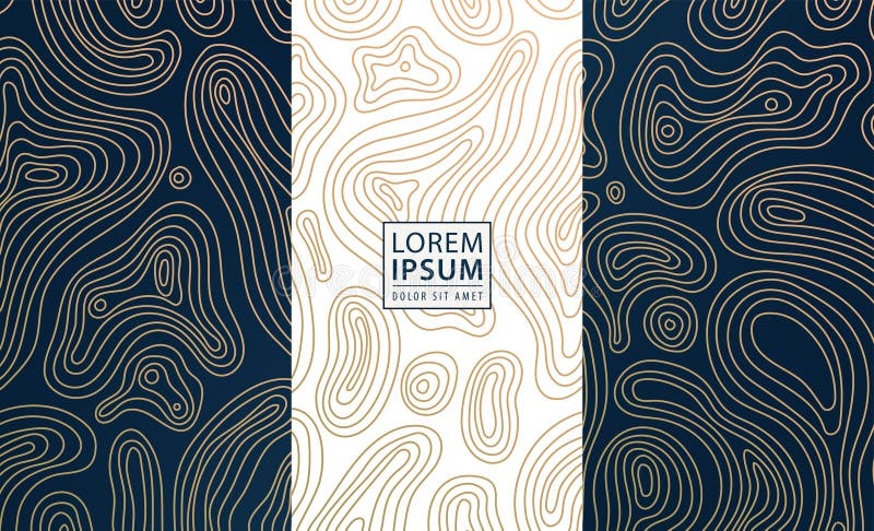 Vector Wavy Typography Line Patterns, Abstract Luxury Map Background ...