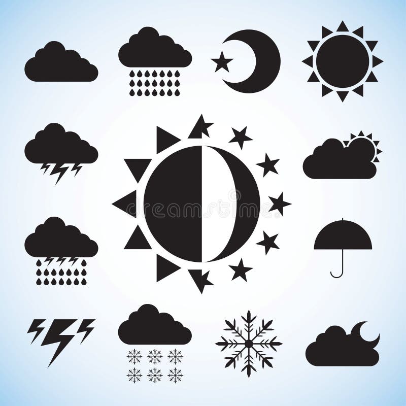 Vector Weather Icon in Black and White Stock Vector - Illustration of ...