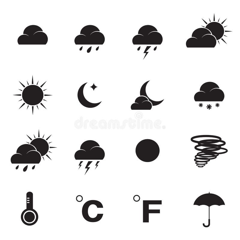 Weather Forecast Colorful Icons Set Stock Illustration - Illustration ...