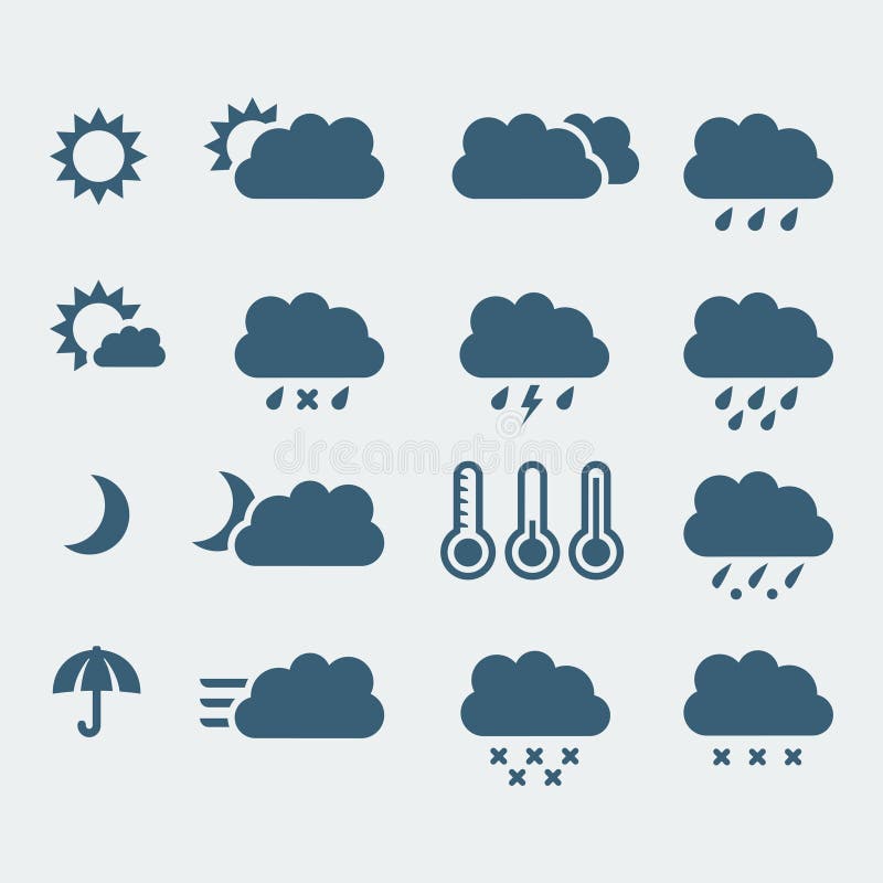 Weather Forecast Colorful Icons Set Stock Illustration - Illustration ...