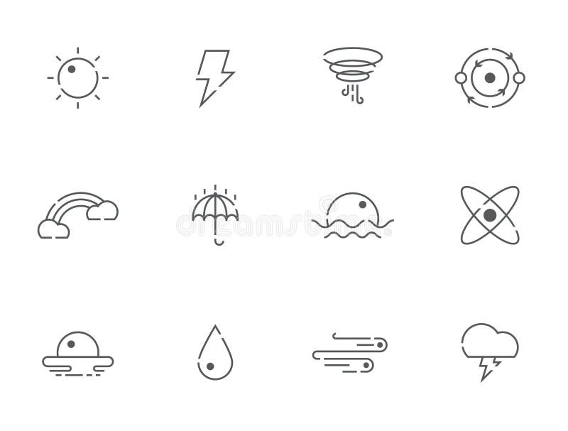 Vector Weather and Natural Outline Icon Set Stock Vector - Illustration ...