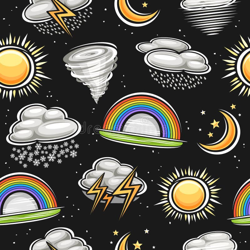 Vector Weather Symbols Seamless Pattern Stock Vector - Illustration of ...