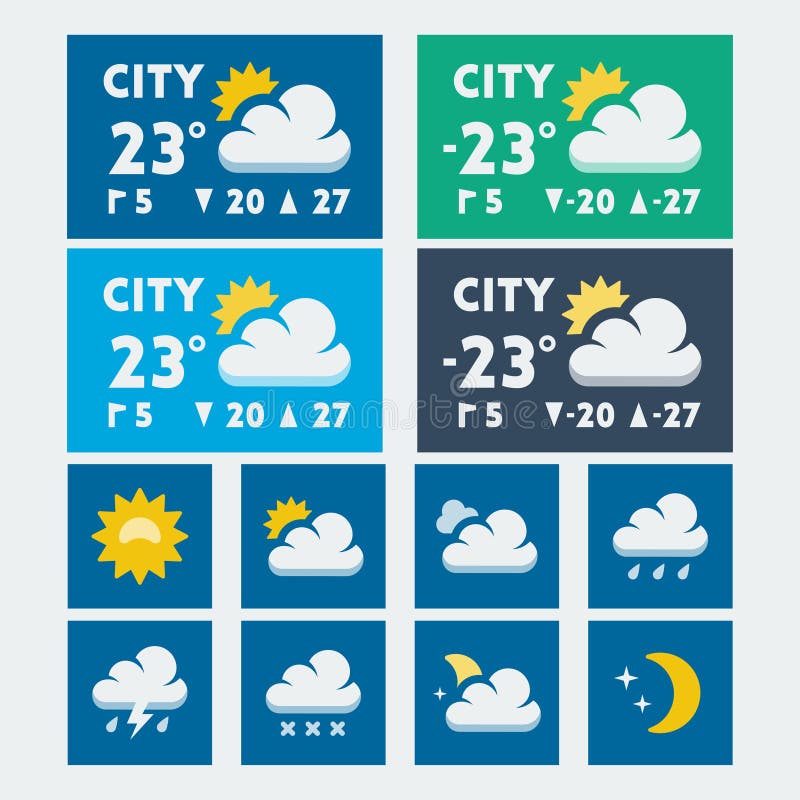 Vector weather widget stock vector. Illustration of cold - 39760091