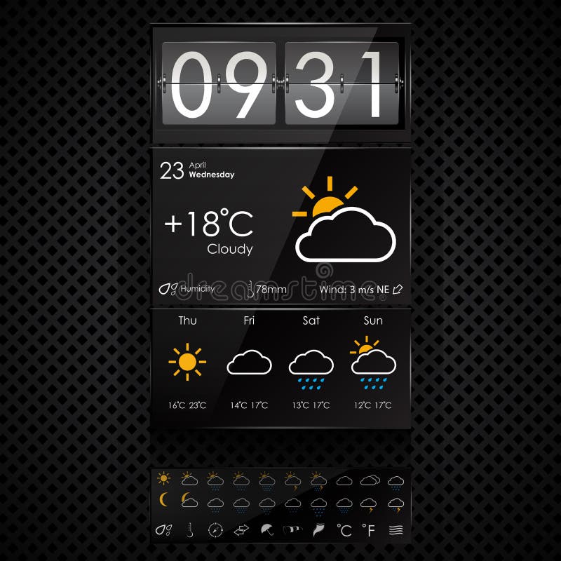 Vector Weather Widgets Template Stock Vector - Illustration of sign ...