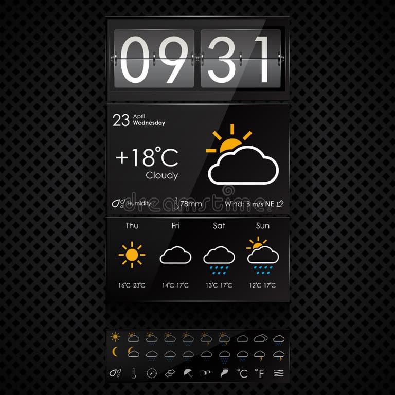 Vector Weather Widgets Template Stock Vector - Illustration of sign ...