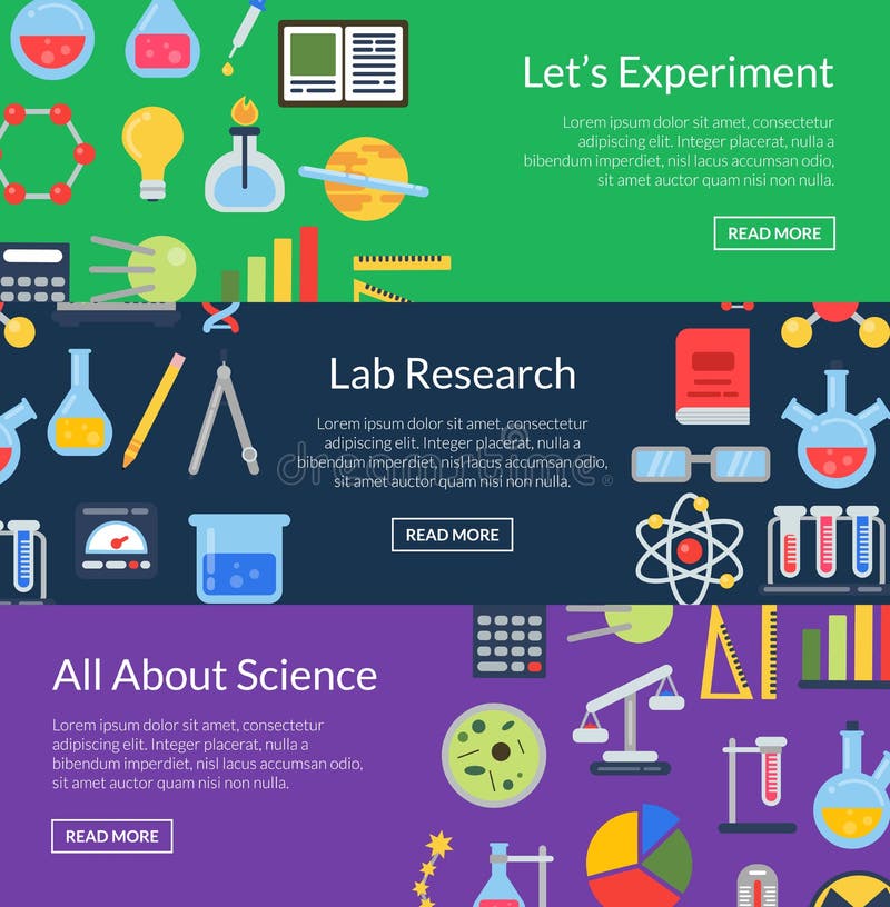 Vector Web Banner Templates with Flat Style Science Icons Stock Vector ...