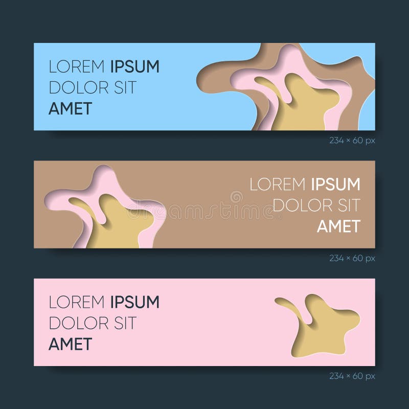 Vector Web Banners Templates Paper Cut Design Stock Vector ...