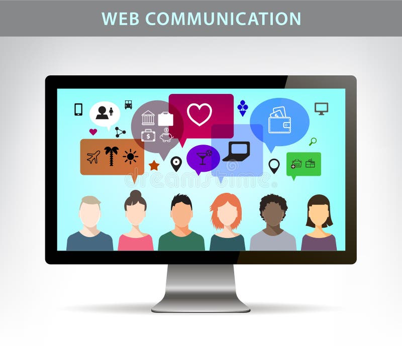 Vector Web Communication Illustration, Social Net Concept. Stock Vector ...