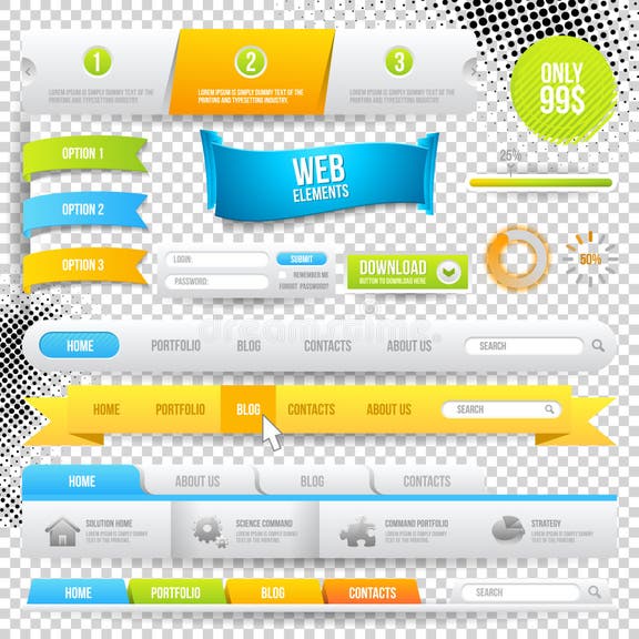 Vector Web Elements, Buttons and Labels Stock Vector - Illustration of ...