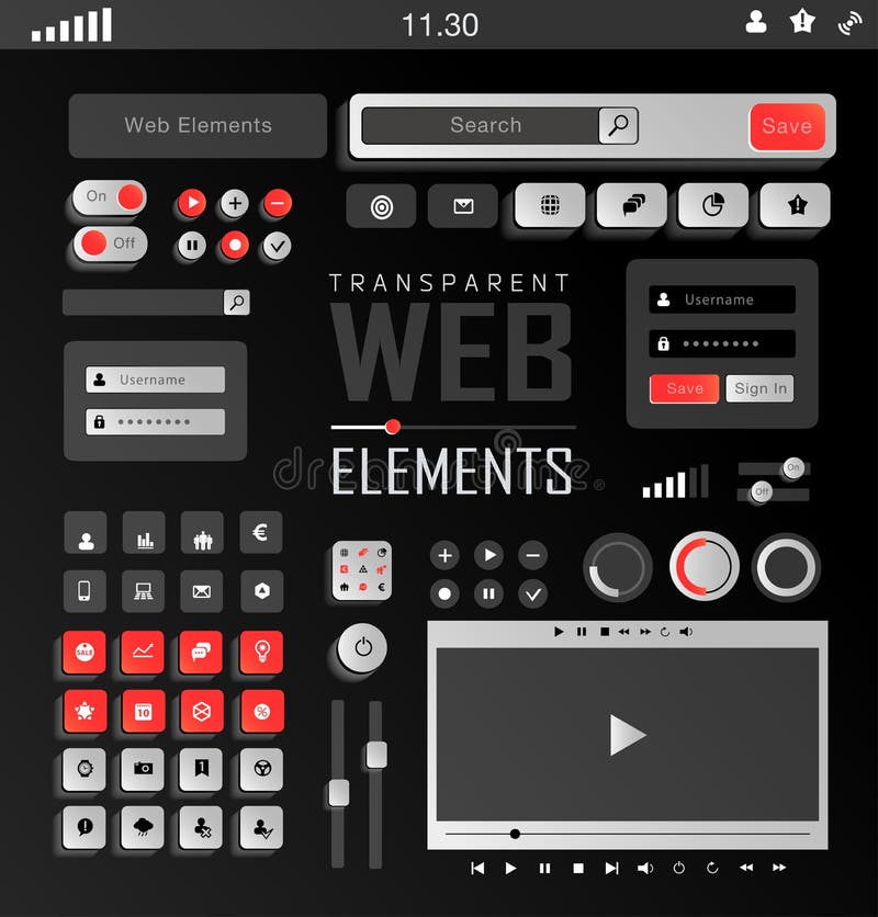 Vector Web Elements, Buttons and Labels. Site Navigation. Stock ...