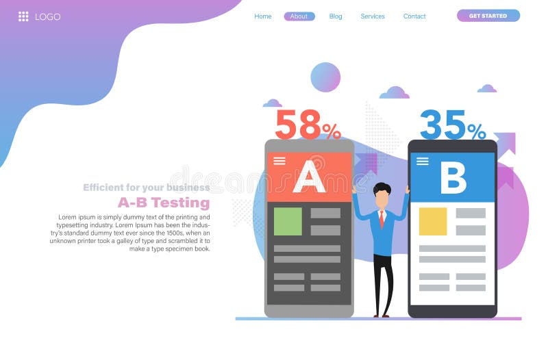 Vector Web Header Template of a-B Split Testing of Two Mobile App Stock ...