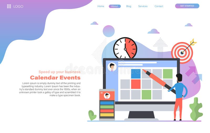 Vector Web Header Template of Planning Calendar Events Stock Vector ...