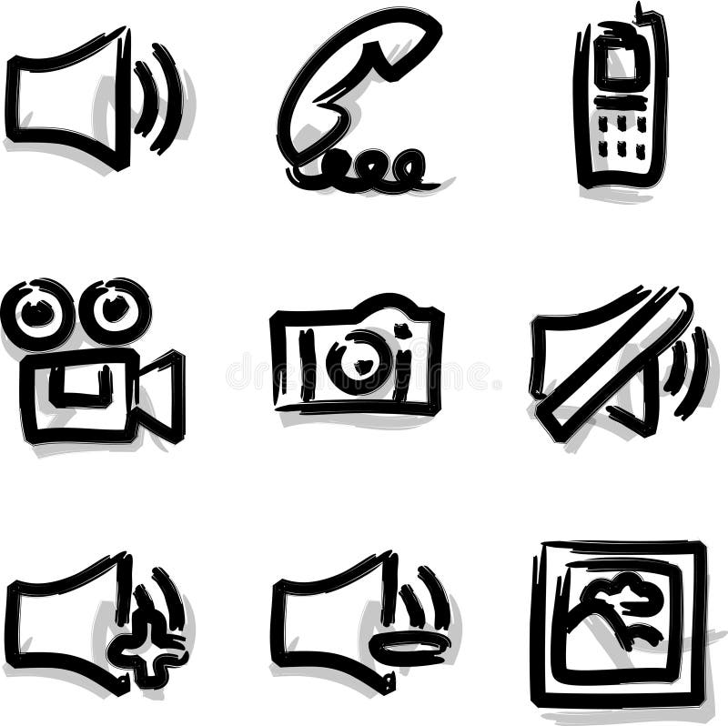 Vector Web Icons Marker Contour Media Stock Vector - Illustration of ...
