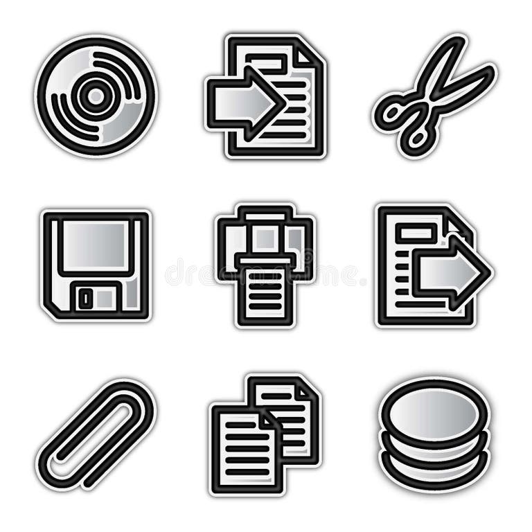 Vector Web Icons, Silver Contour Files Stock Vector - Illustration of ...