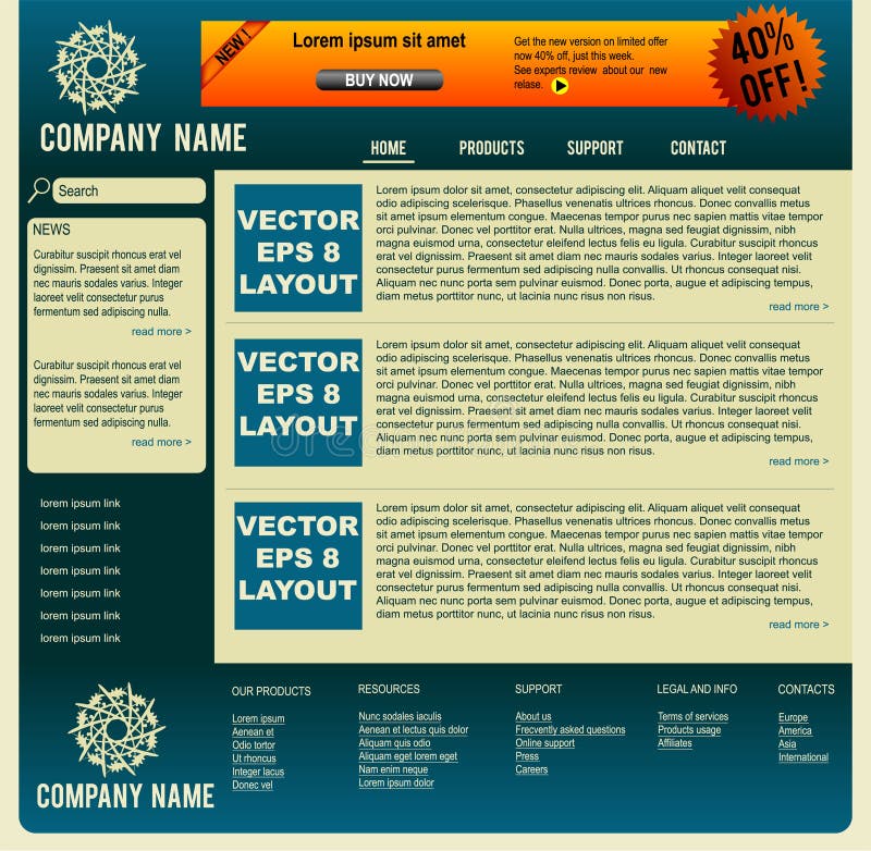 Vector Website Design Template Stock Vector - Illustration of layout ...