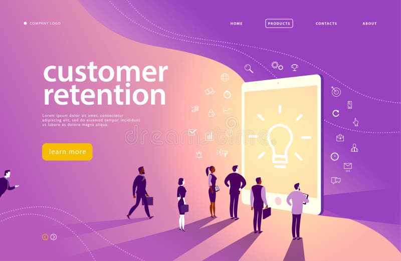 Vector Web Page Concept Design with Customer Retention Theme - Office ...