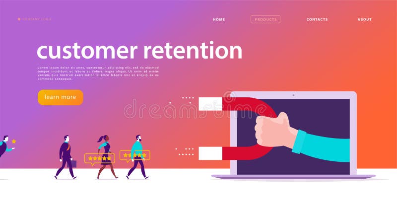 Vector Web Page Concept Design, Customer Retention Theme. Stock Vector ...