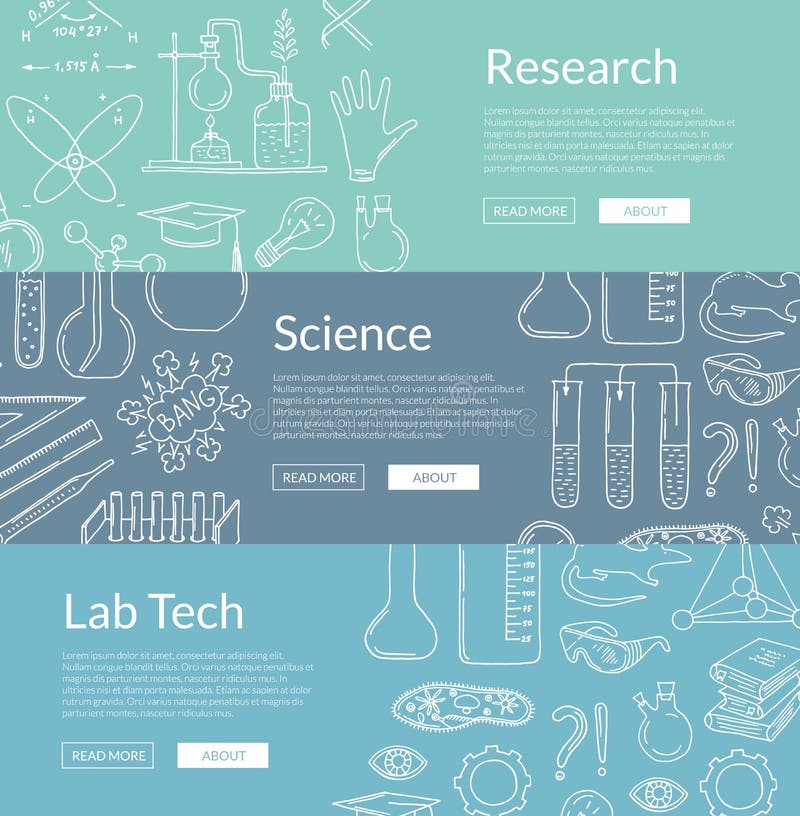 Vector Web Banner Templates with Hand Drawn Science Elements Stock ...
