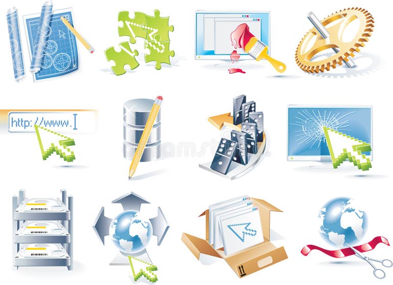 Vector Web Site Development Icon Set Stock Vector - Illustration of ...