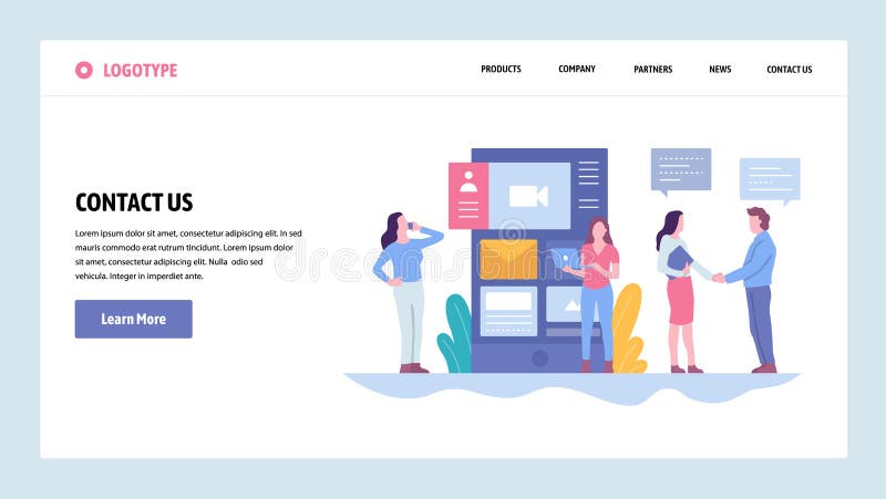 Vector Web Site Gradient Design Template. Contact Us Company ...